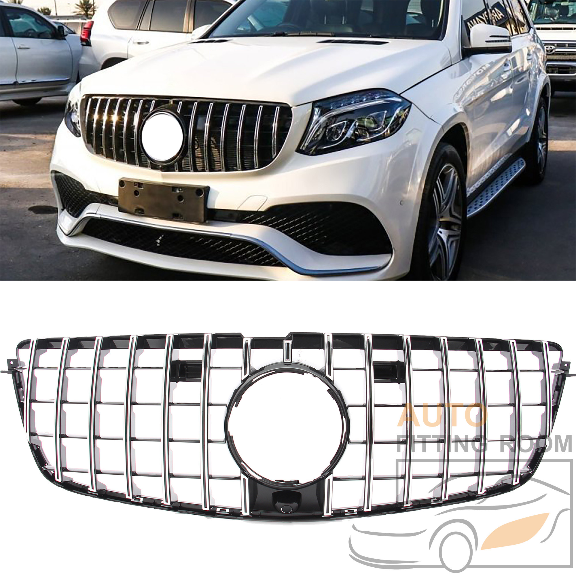 For 2013-15 Mercedes X166 GL500 GL550 GL63AMG Chrome GT Style Grill ...